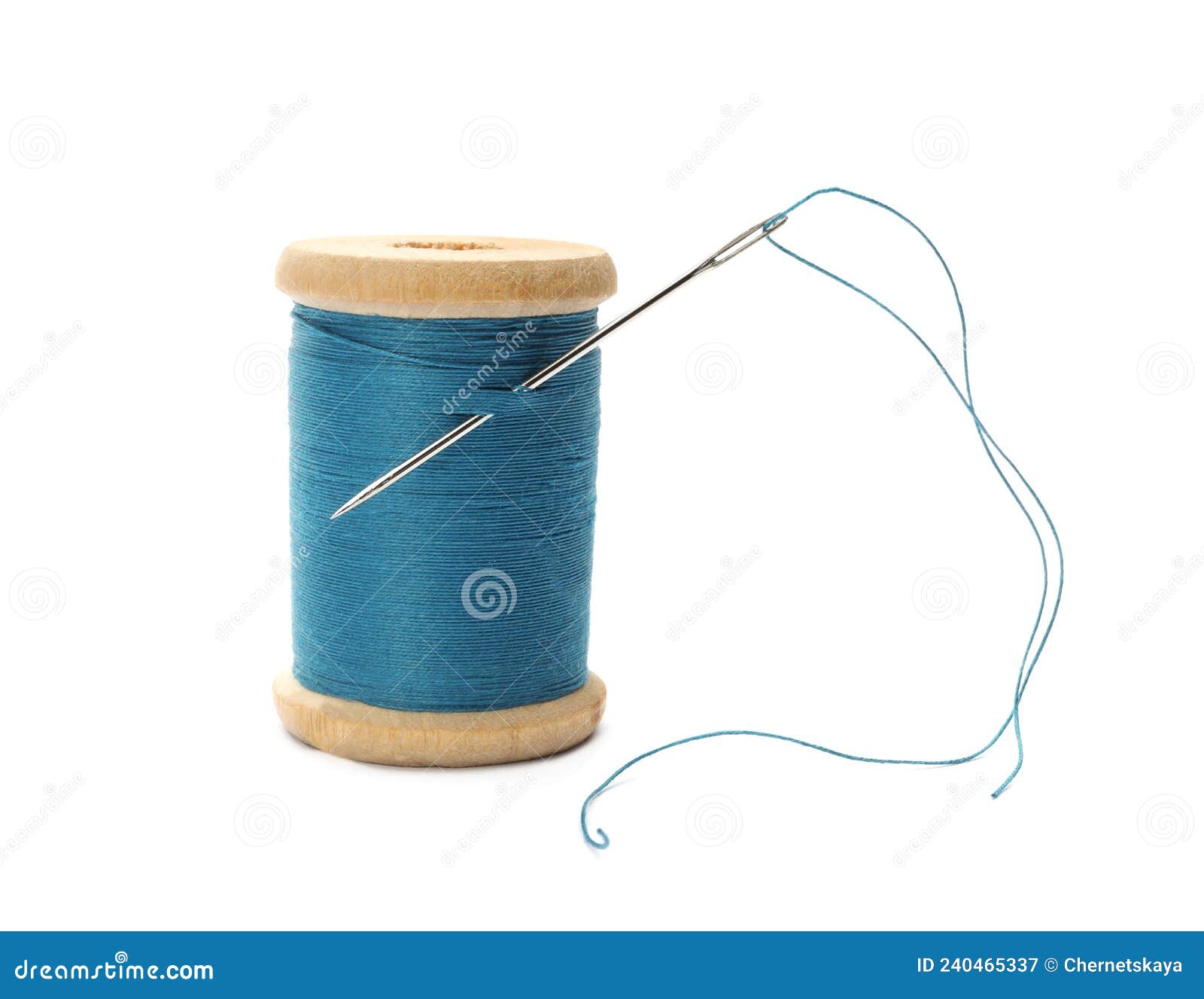 Light Blue Sewing Thread with Needle on White Background Stock Image ...