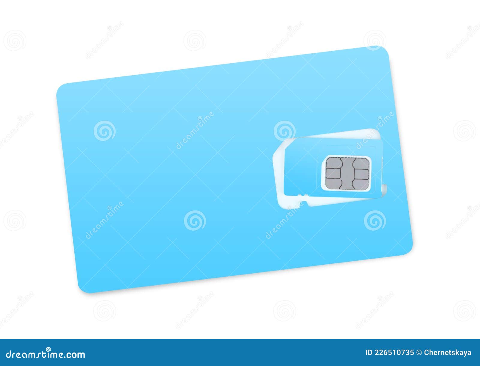 Light Blue SIM Card Isolated on White, Top View Stock Image - Image of ...