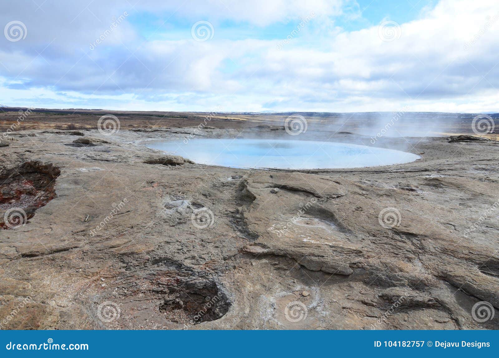 Light Blue Hot Spring Geyser in Iceland Stock Image - Image of clouds ...