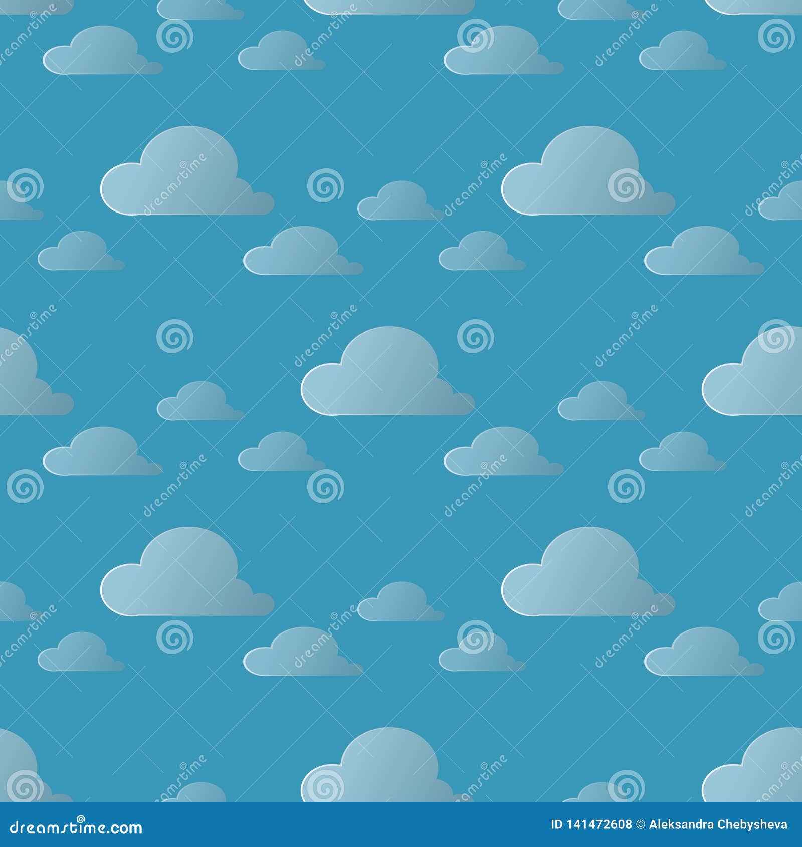 Light Blue Sky White Clouds Pattern Seamless Vector Stock Illustration ...