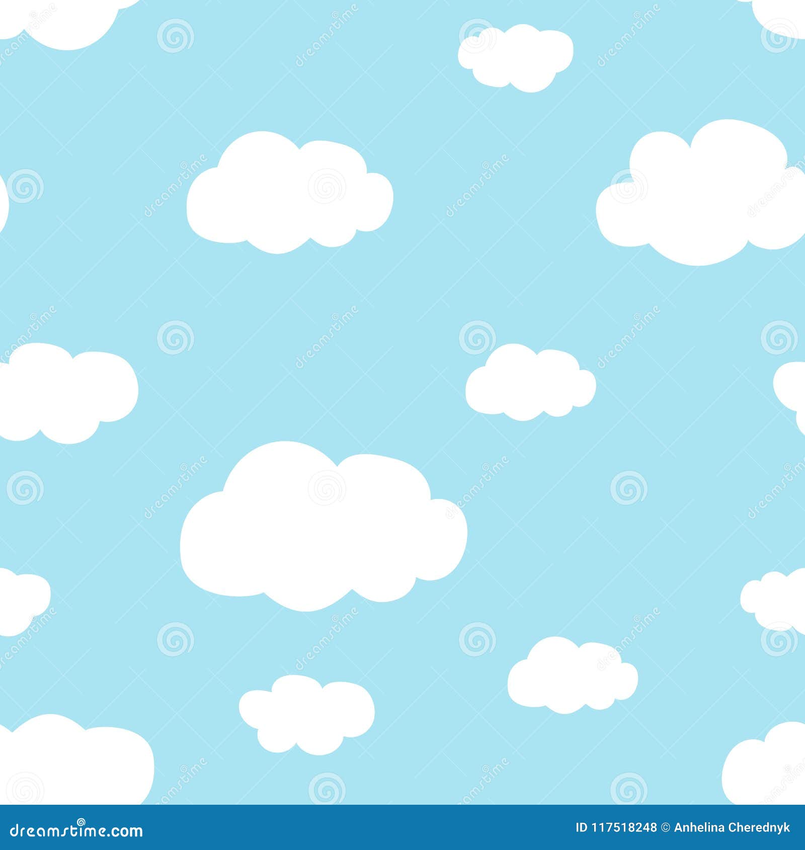 Light Blue Sky White Clouds Pattern Seamless Vector Stock Vector ...