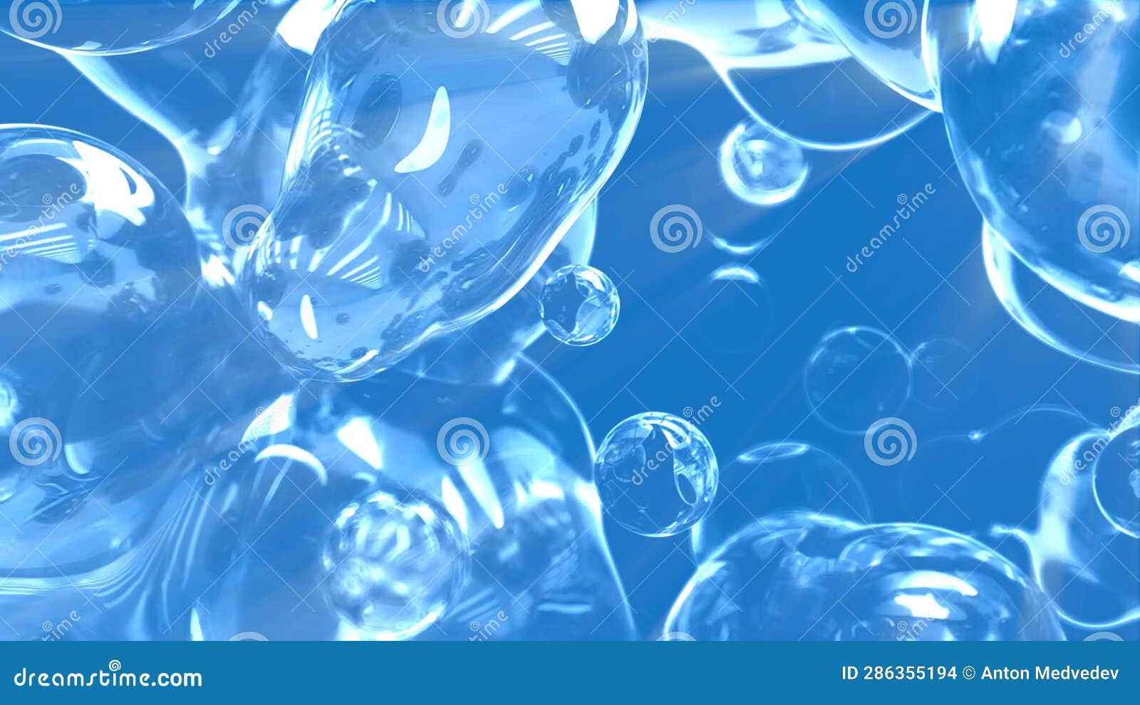 Light Blue Slime Gentle Elements Bg - Abstract 3D Illustration Stock ...