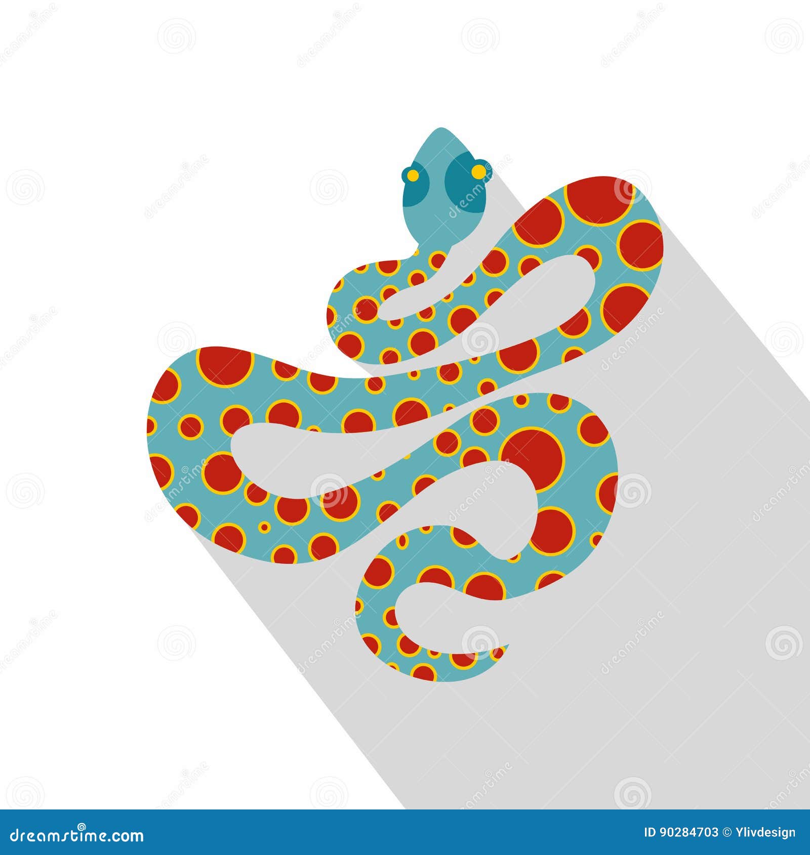 Light Blue Snake with Orange Spots Icon Flat Style Stock Vector ...
