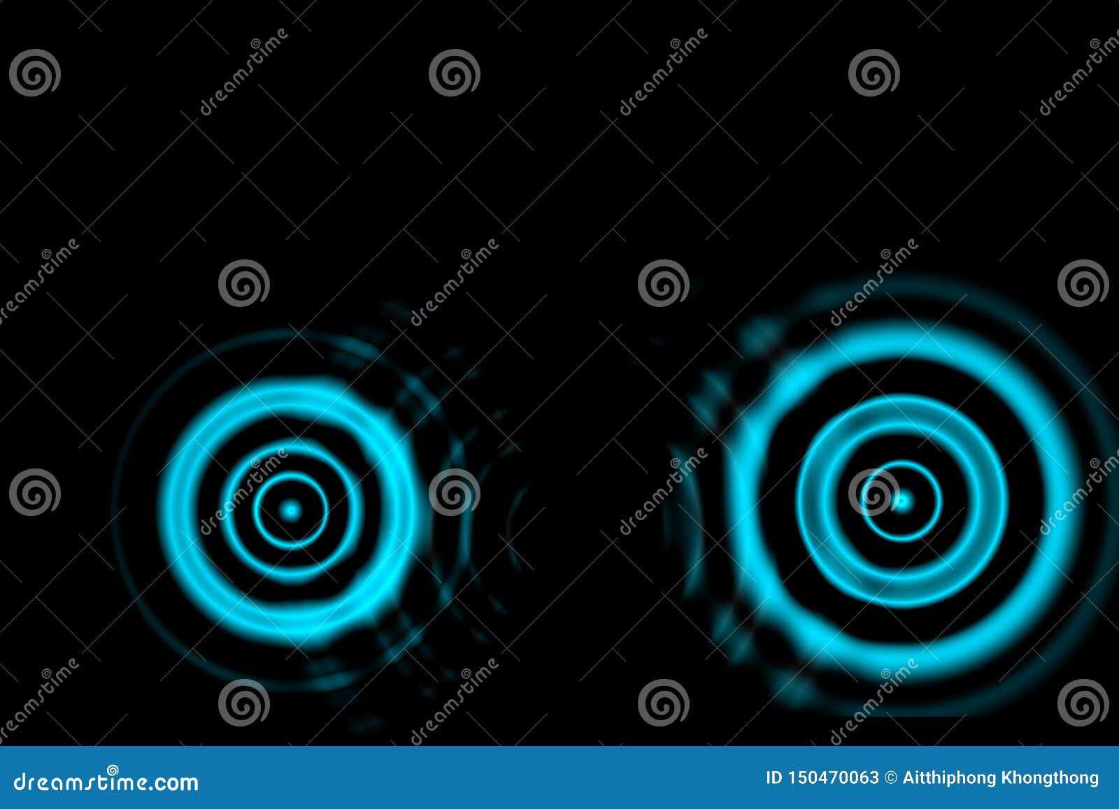 Light Blue Sound Waves Oscillating with Circle Ring, Abstract ...