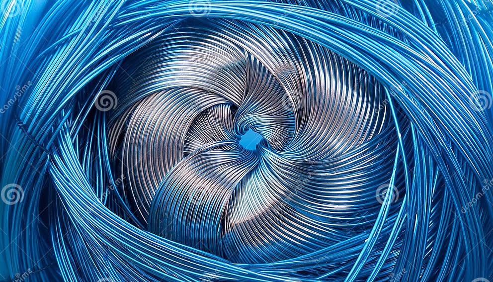 Light Blue Spiral Pattern Made of Multiple Wires on a Light Blue ...