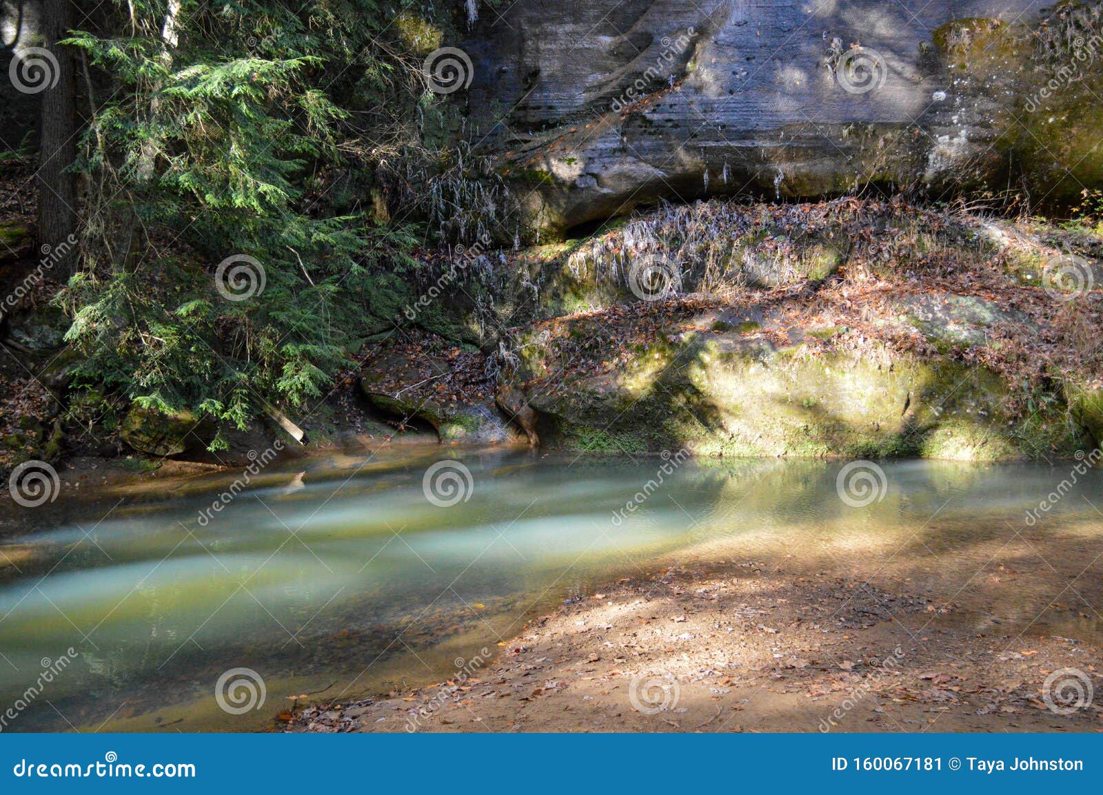 Light Blue Stream of Water Flowing through a Forest Stock Image - Image ...