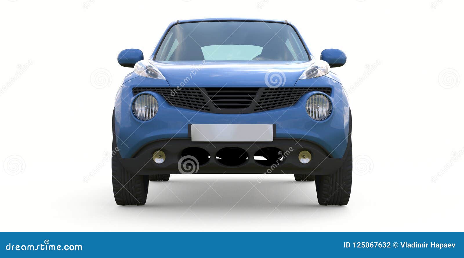 Subcompact Blue Hatchback Car. Compact Hybrid Vehicle. Eco-friendly Hi ...