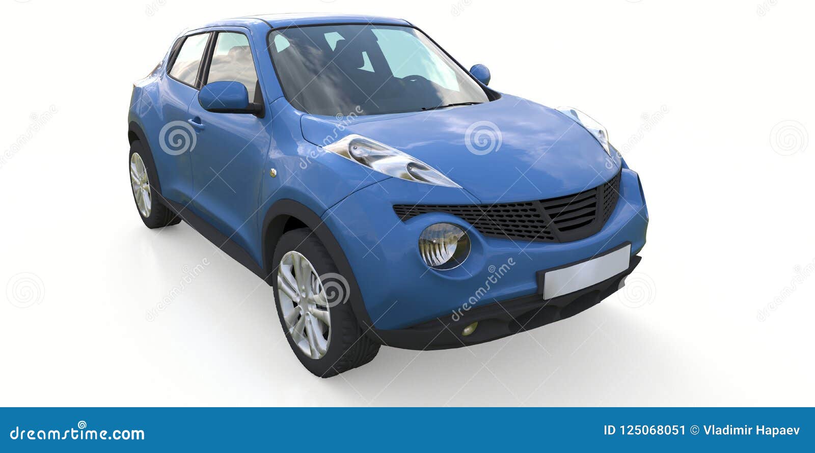 Light Blue Subcompact Crossover SUV. 3d Rendering. Stock Illustration ...