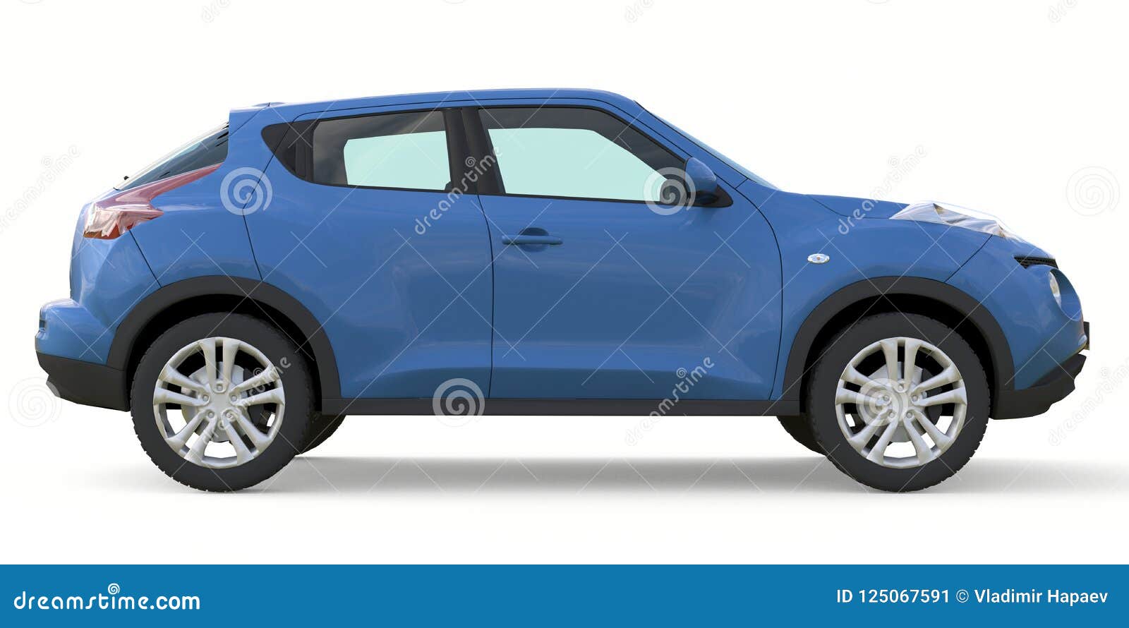 Light Blue Subcompact Crossover SUV. 3d Rendering. Stock Illustration ...