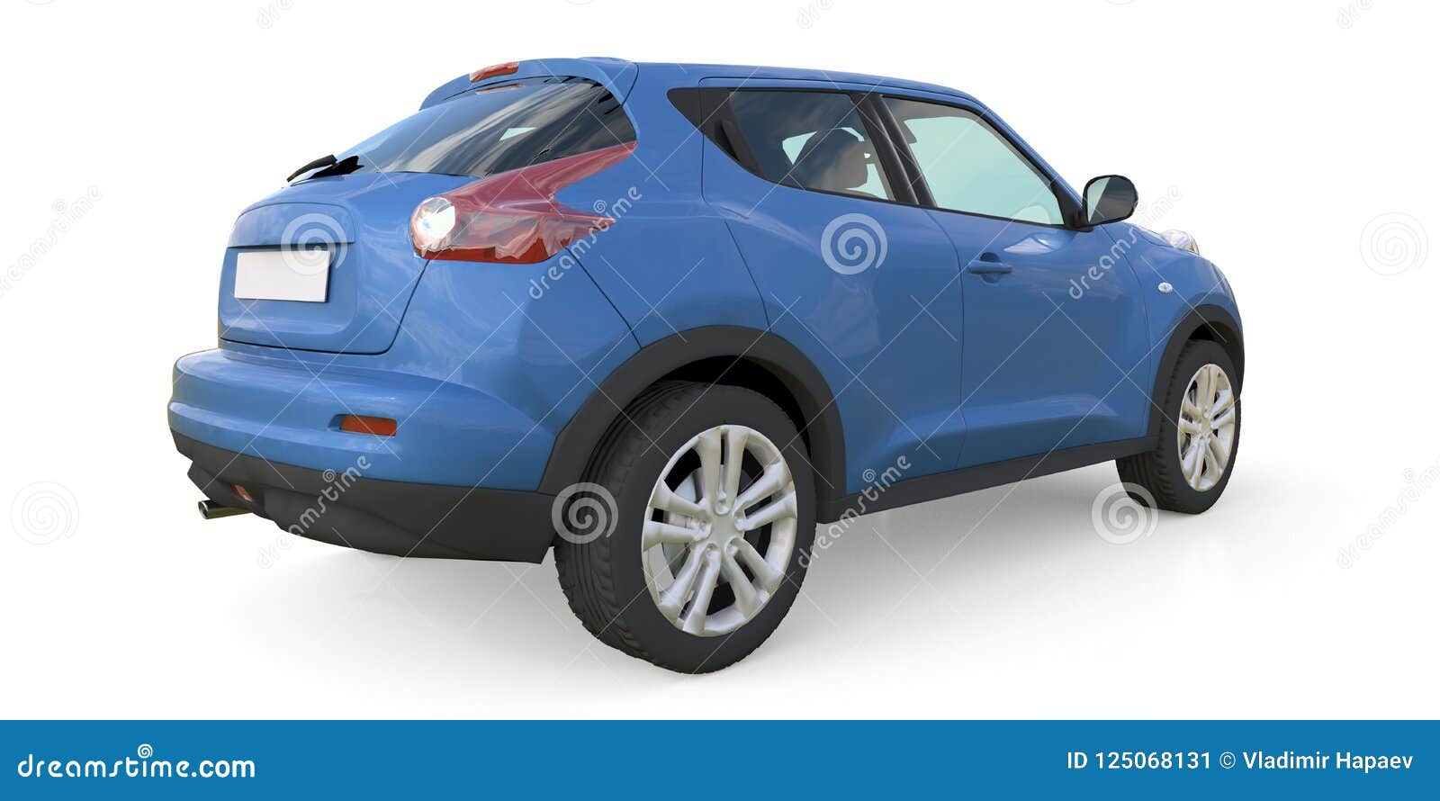 Subcompact Blue Hatchback Car. Compact Hybrid Vehicle. Eco-friendly Hi ...