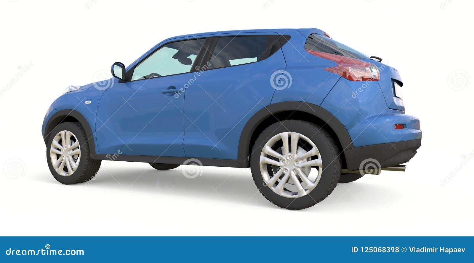 Light Blue Subcompact Crossover SUV. 3d Rendering. Stock Illustration ...