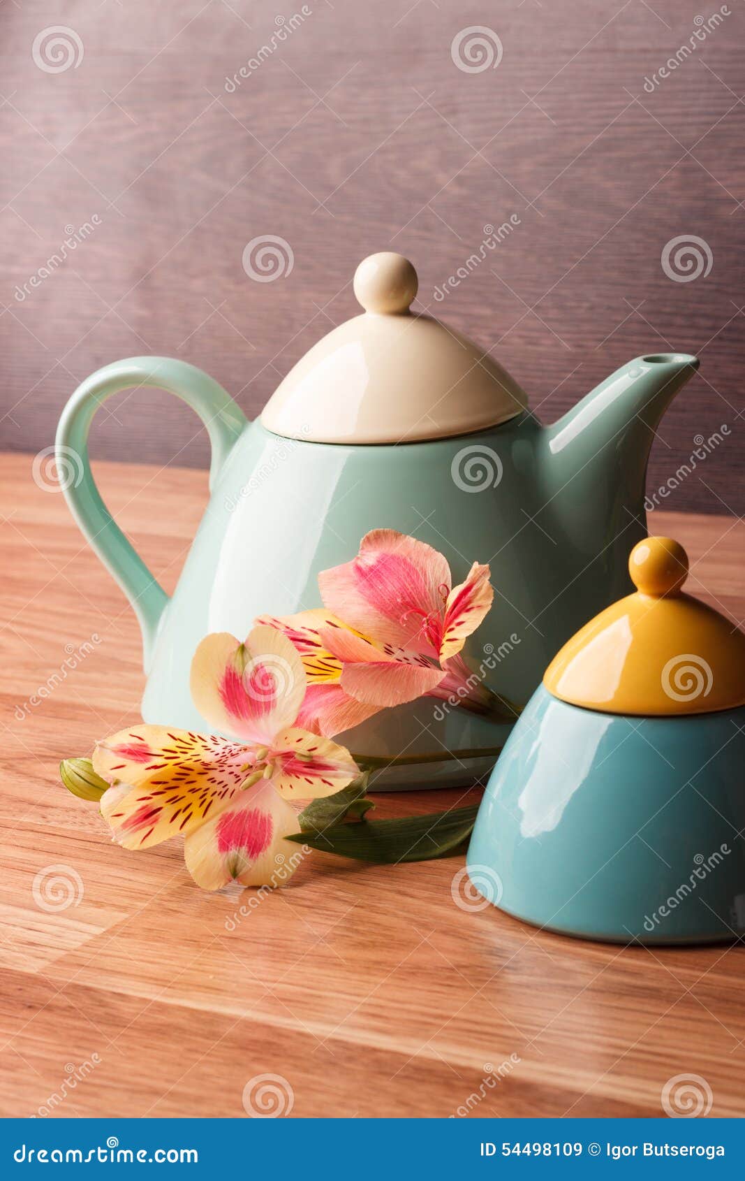 Light Blue Teapot with Flowers Stock Image - Image of fragrant, floral ...