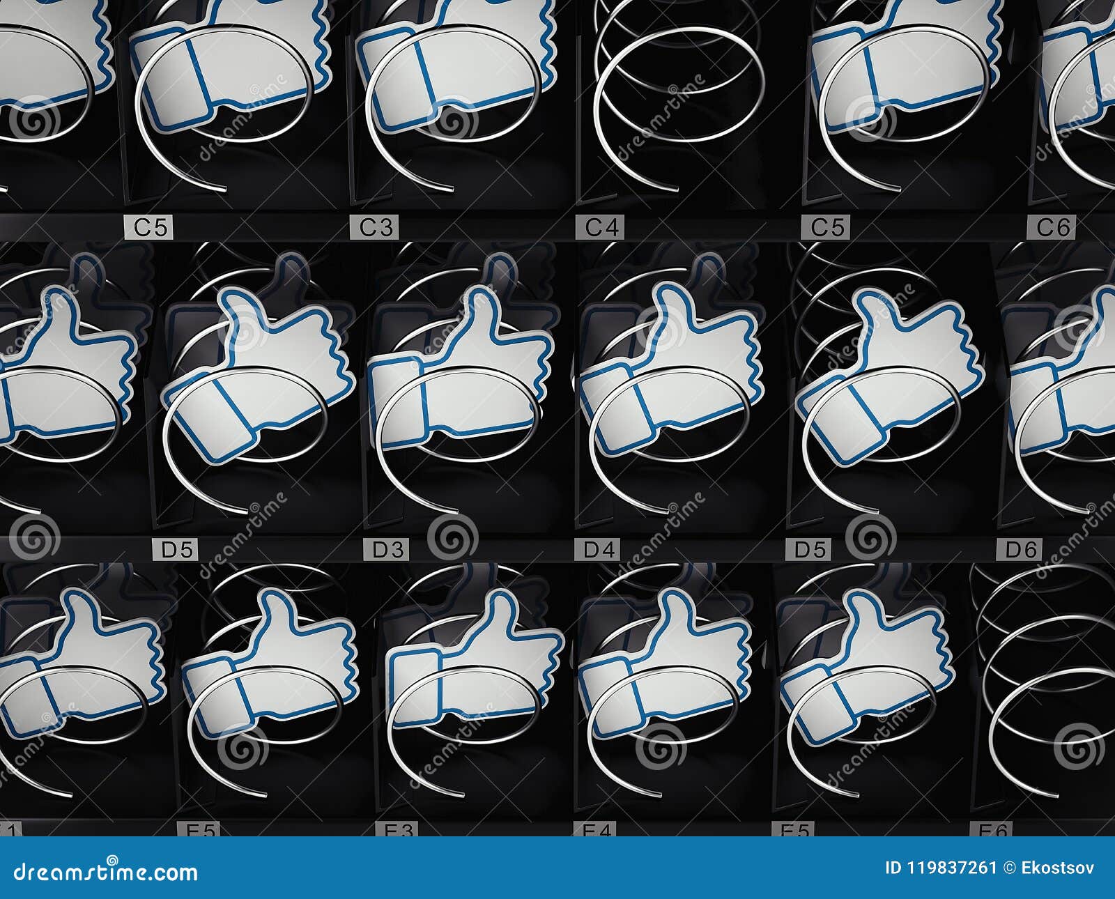 Light Blue Thumb Up Icons in Vending Machine, 3d Rendering Stock ...
