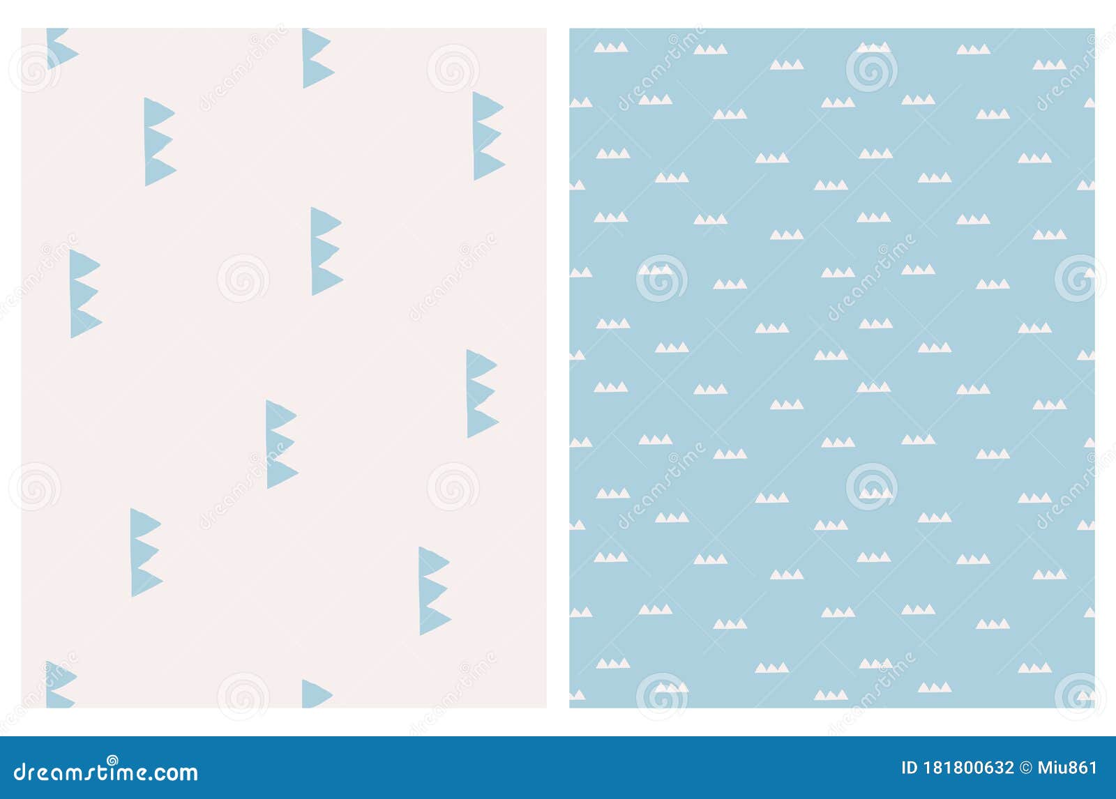 Pastel Blue Minimalist Seamless Geometric Vector Patterns. Stock Vector ...