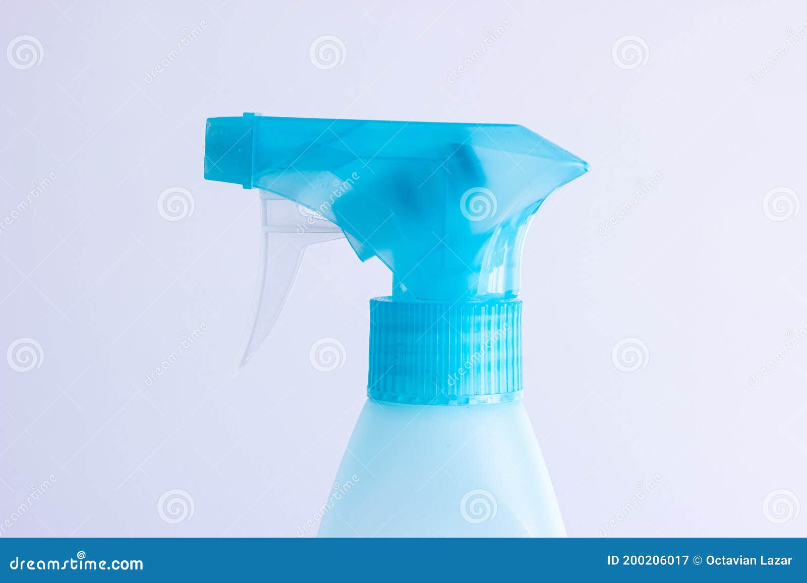 Light Blue Trigger Atomizer Bottle Close Up Shot Isolated on Bright ...