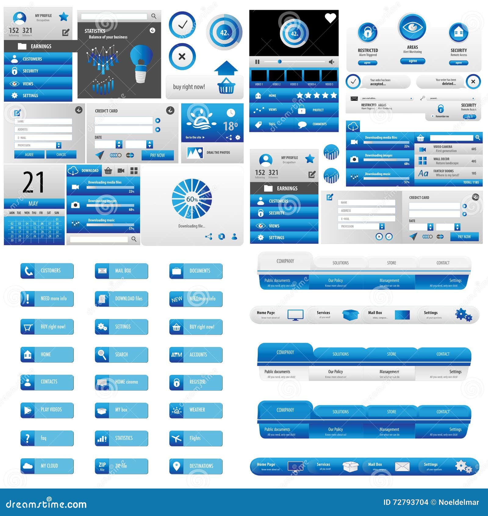 Light Blue User Interface Statistics Stock Vector - Illustration of ...