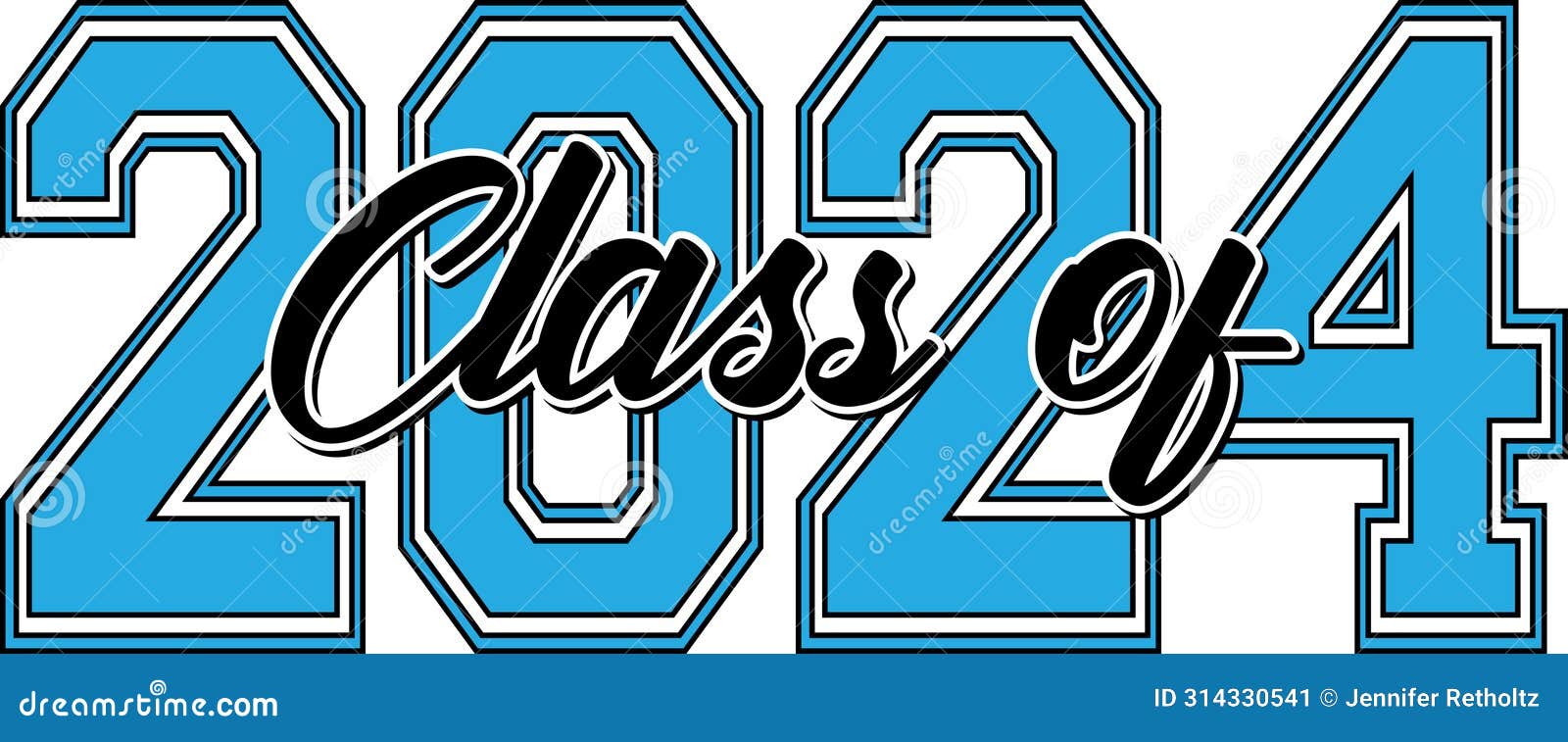 Light Blue 2024 Varsity Letters Stock Illustration - Illustration of ...