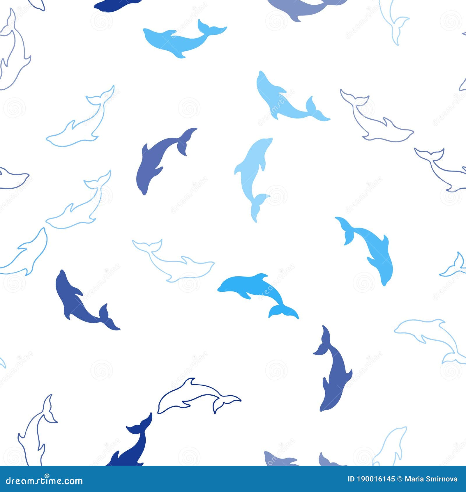 Light BLUE Vector Seamless Pattern with Sea Dolphins. Stock Vector ...