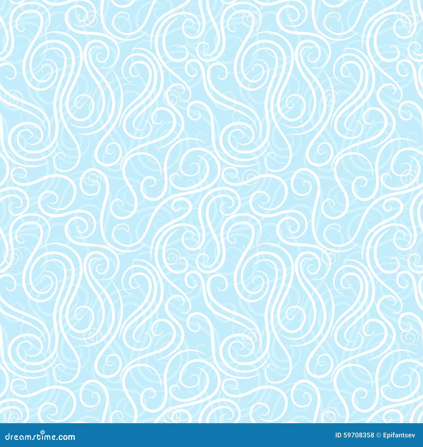 Light Blue Vector Swirl Seamless Pattern. Stock Vector - Illustration ...