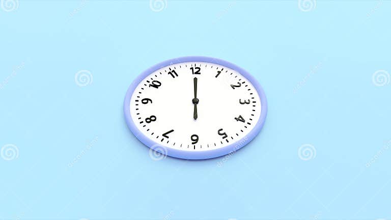 Light Blue Wall Clock on a Blue Background. Stock Illustration ...
