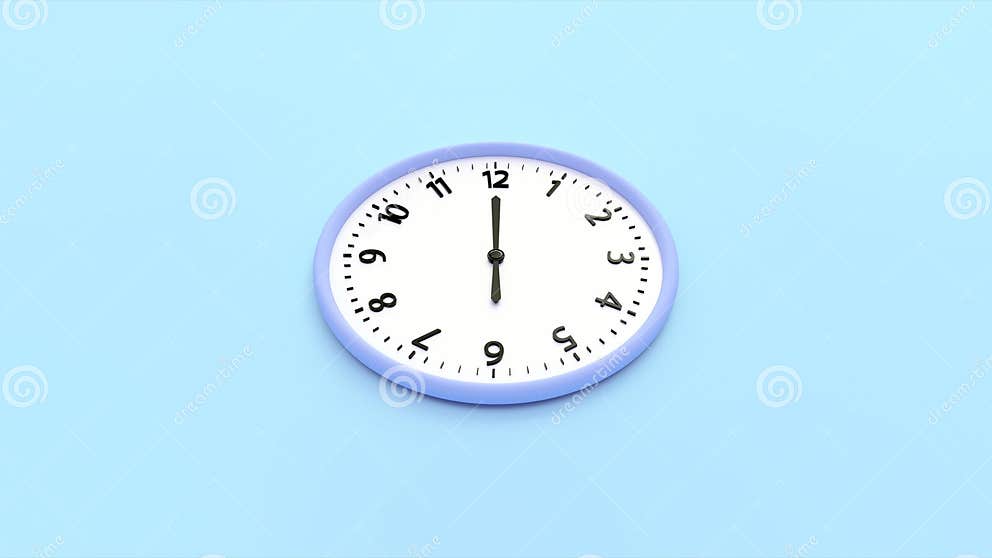 Light Blue Wall Clock on a Blue Background. Stock Illustration ...