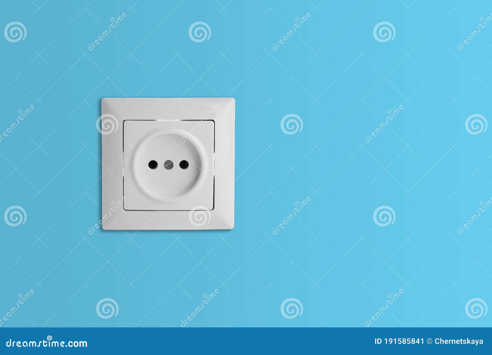 Blue Wall with Power Socket, Space for Text. Electrical Supply Stock ...