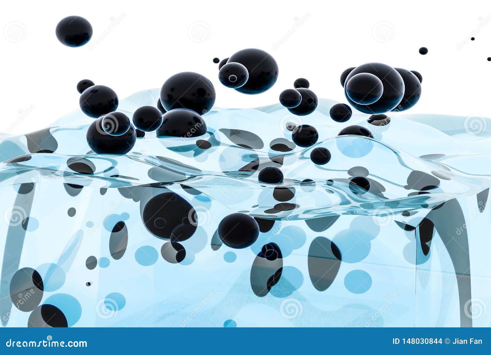 Light Blue Water Wave Cube, with Creative Spheres Bubble, 3d Rendering ...