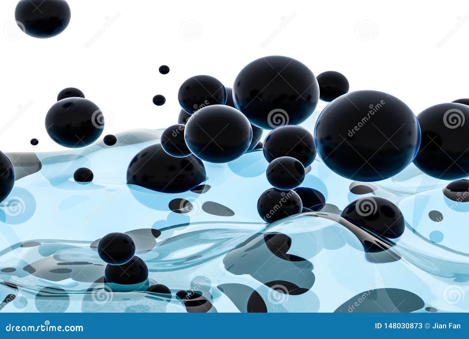 Light Blue Water Wave Cube, with Creative Spheres Bubble, 3d Rendering ...