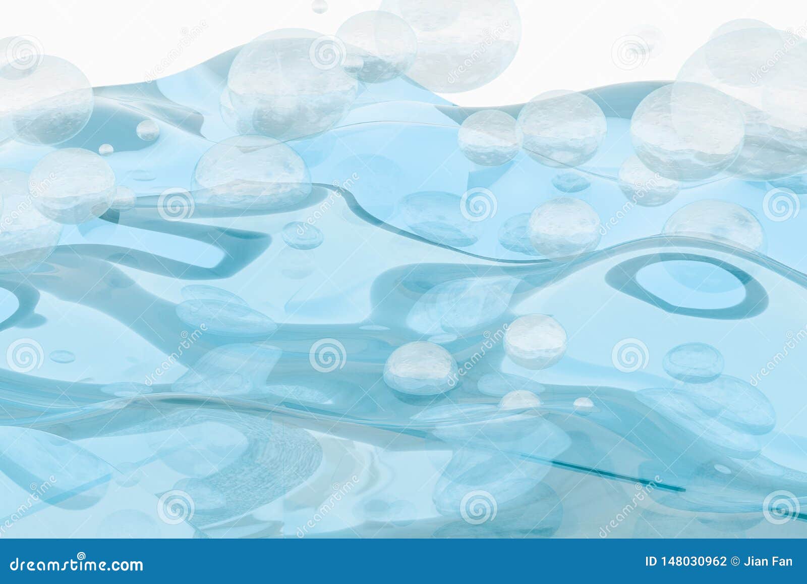 Light Blue Water Wave Cube, with Creative Spheres Bubble, 3d Rendering ...