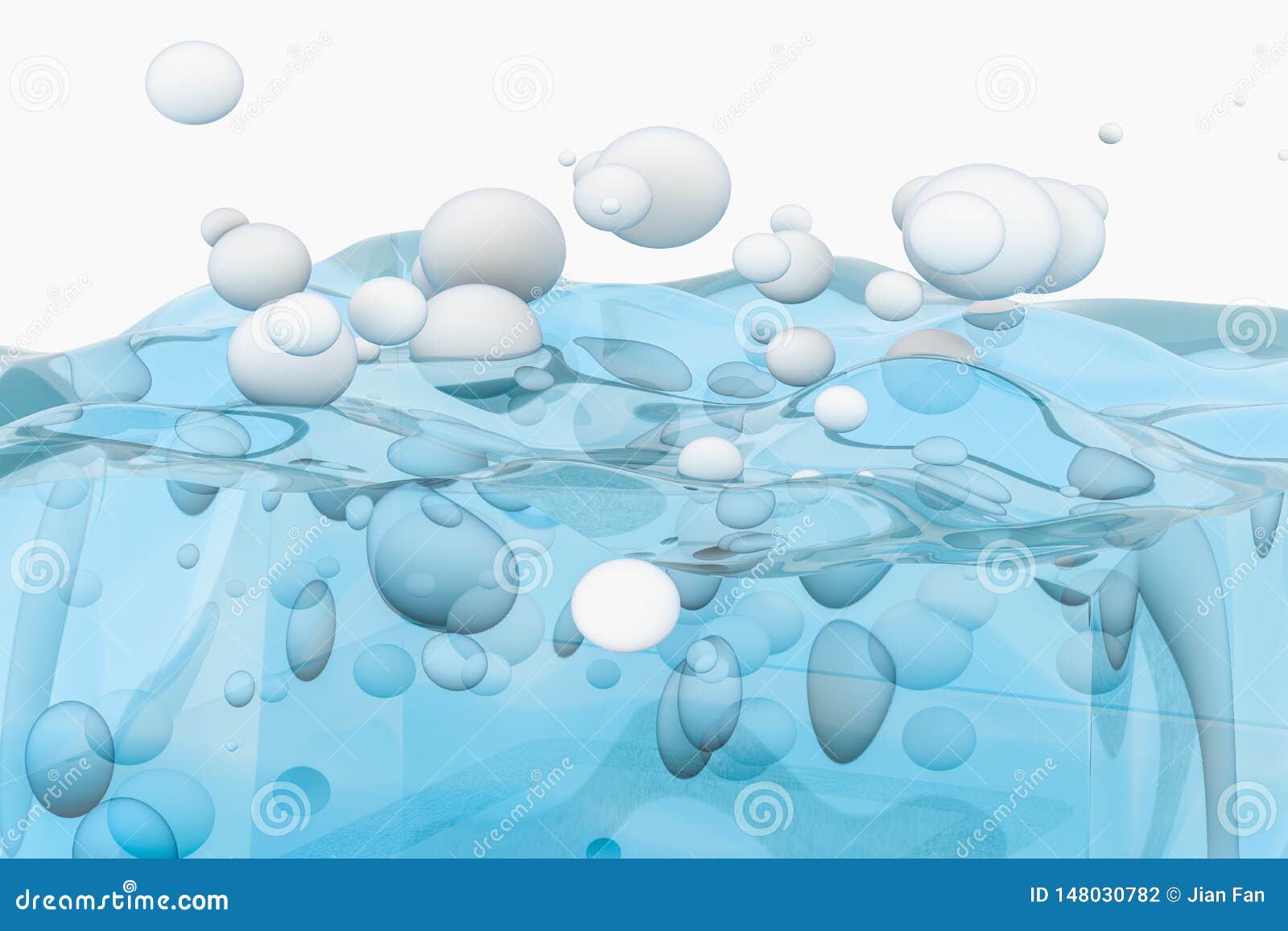 Light Blue Water Wave Cube, with Creative Spheres Bubble, 3d Rendering ...