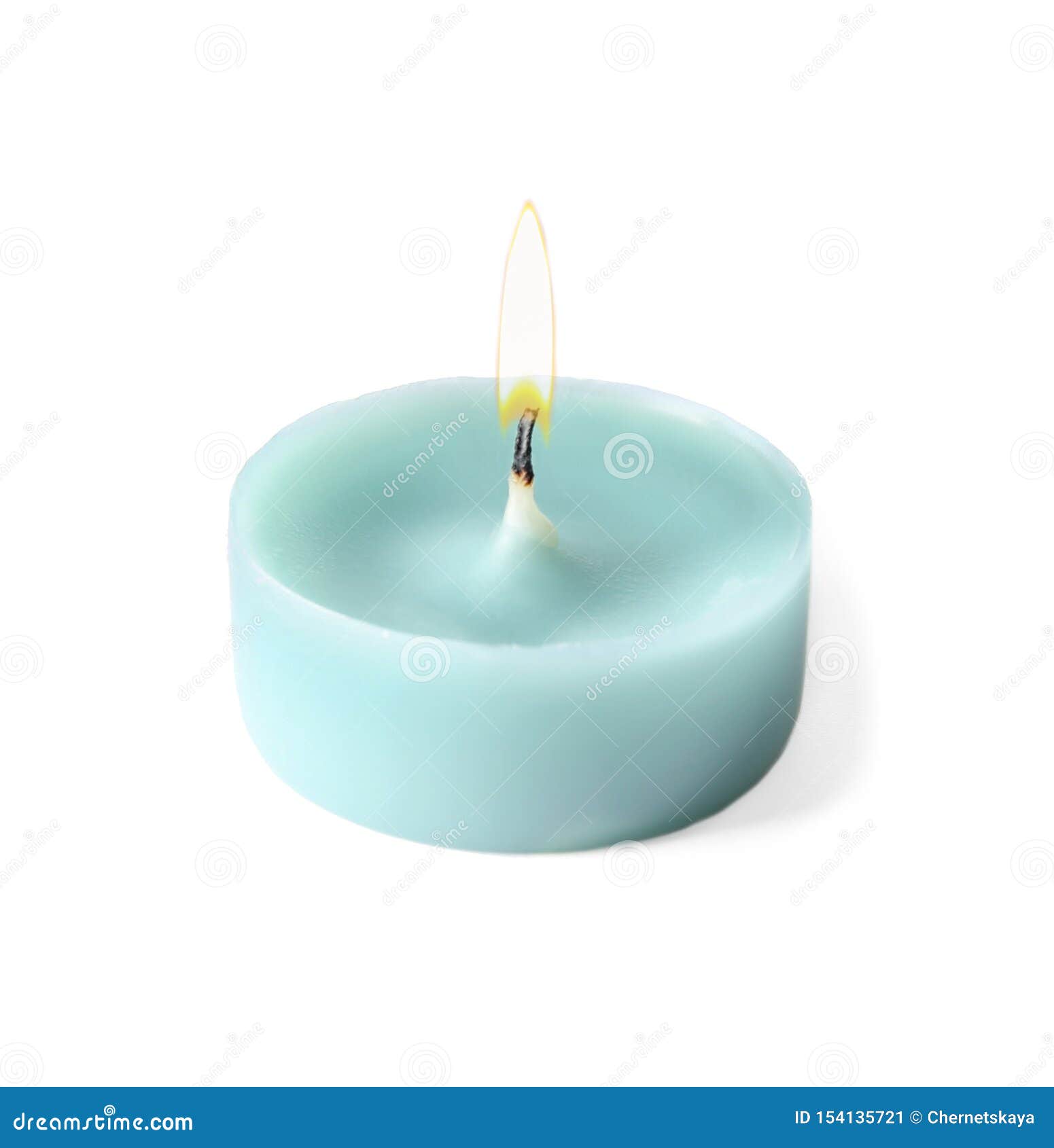 Light Blue Wax Decorative Candle Isolated Stock Image - Image of color ...