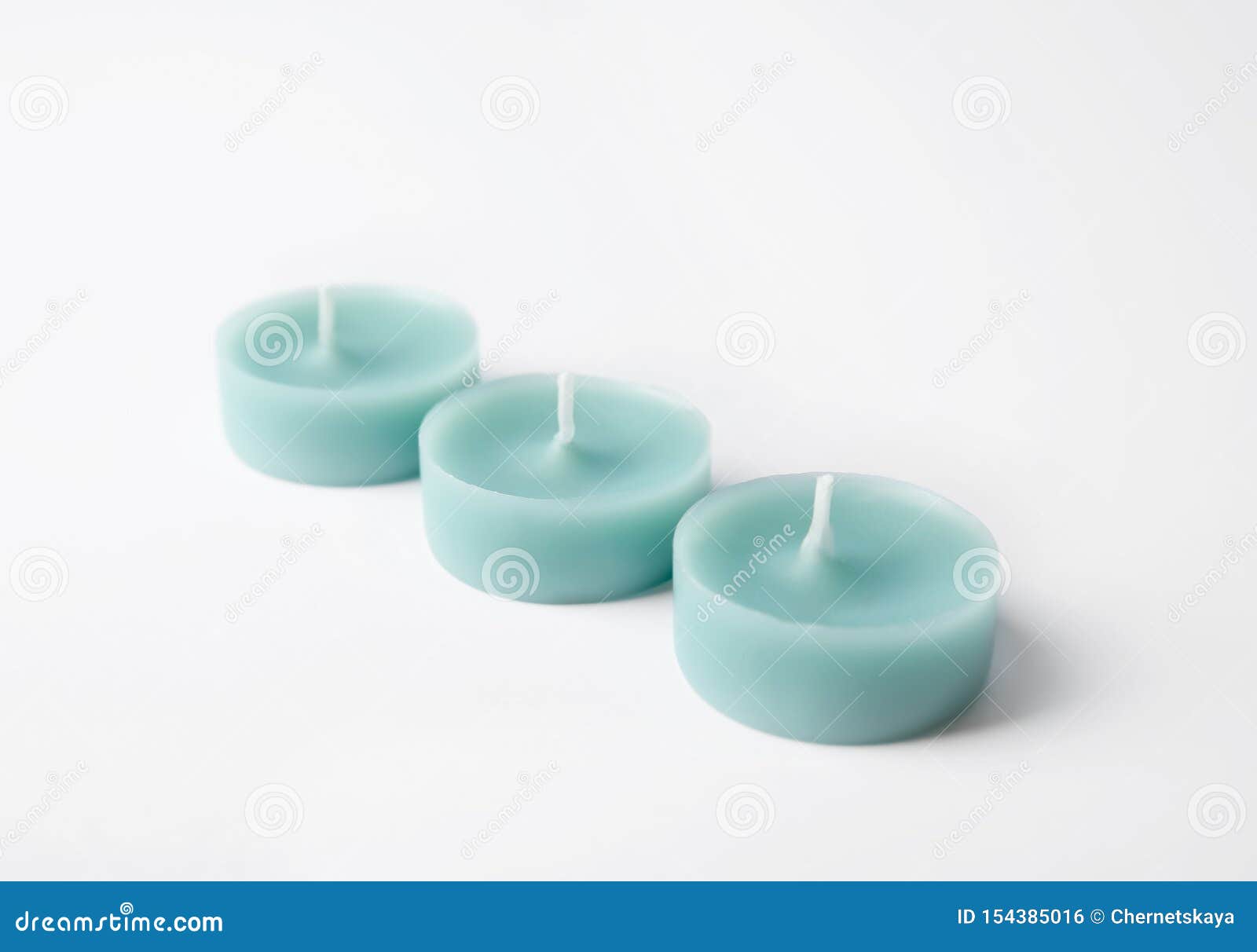 Light Blue Wax Decorative Candles Isolated on Stock Photo - Image of ...