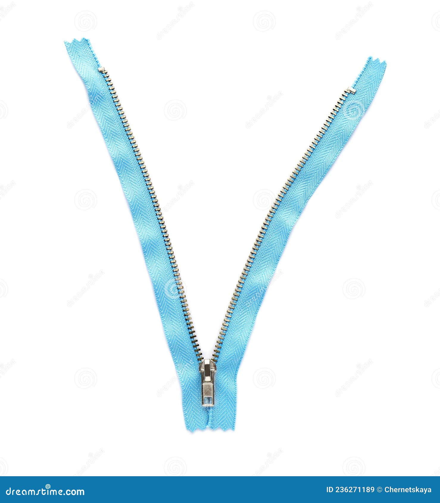 Light Blue Zipper Isolated on White, Top View Stock Image - Image of ...