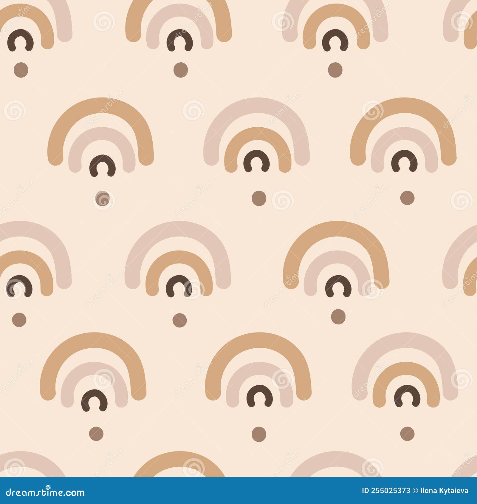 Light Boho Seamless Pattern with Arches. Vector Background in Modern ...