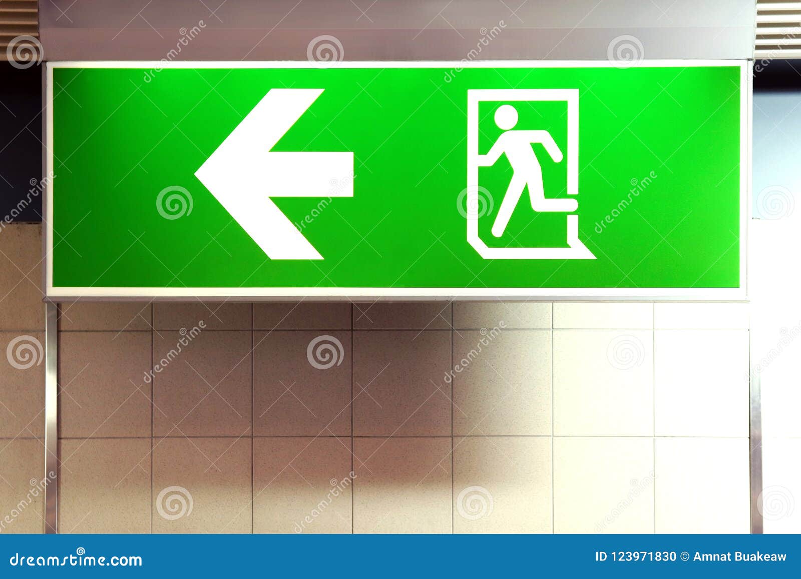 Light Box of Fire Exit Old on Wall, Warning Sign for Fire Escape, Fire ...