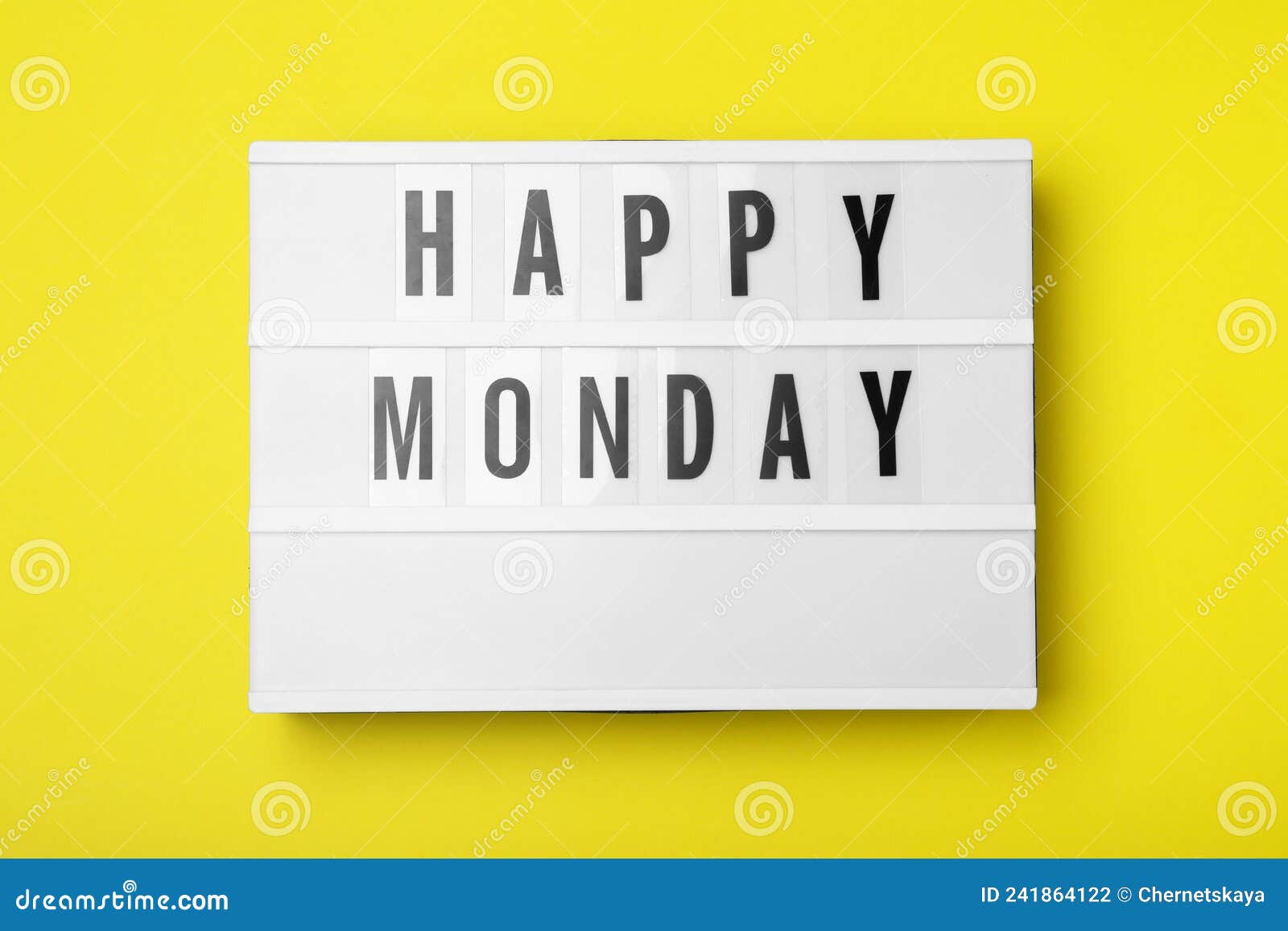 Light Box with Message Happy Monday on Yellow Background, Top View ...