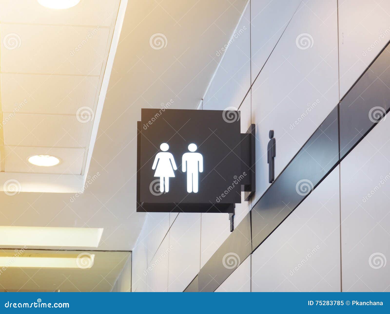 Light Box of Public Restroom Sign Stock Image - Image of toilet ...