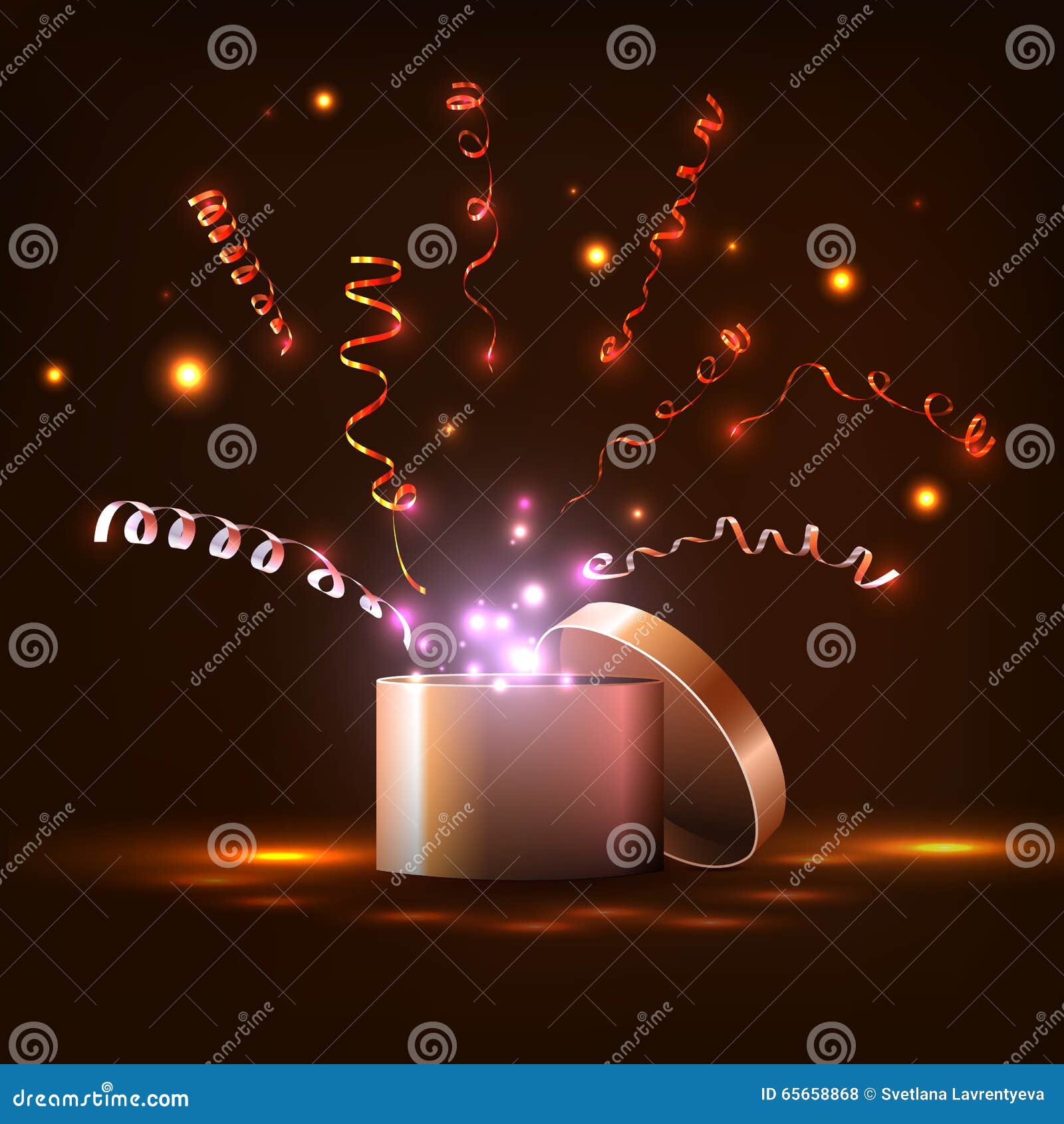 Light Box and Streamers, Gift for the Holiday Stock Vector ...