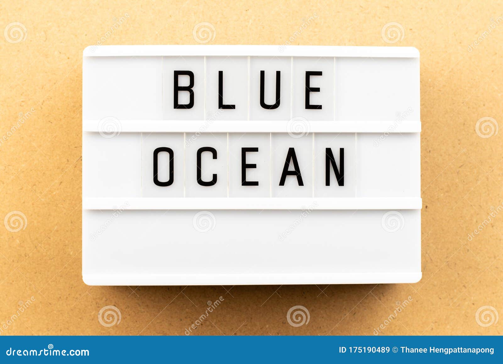 Light Box with Word Blue Ocean on Wood Background Stock Image - Image ...
