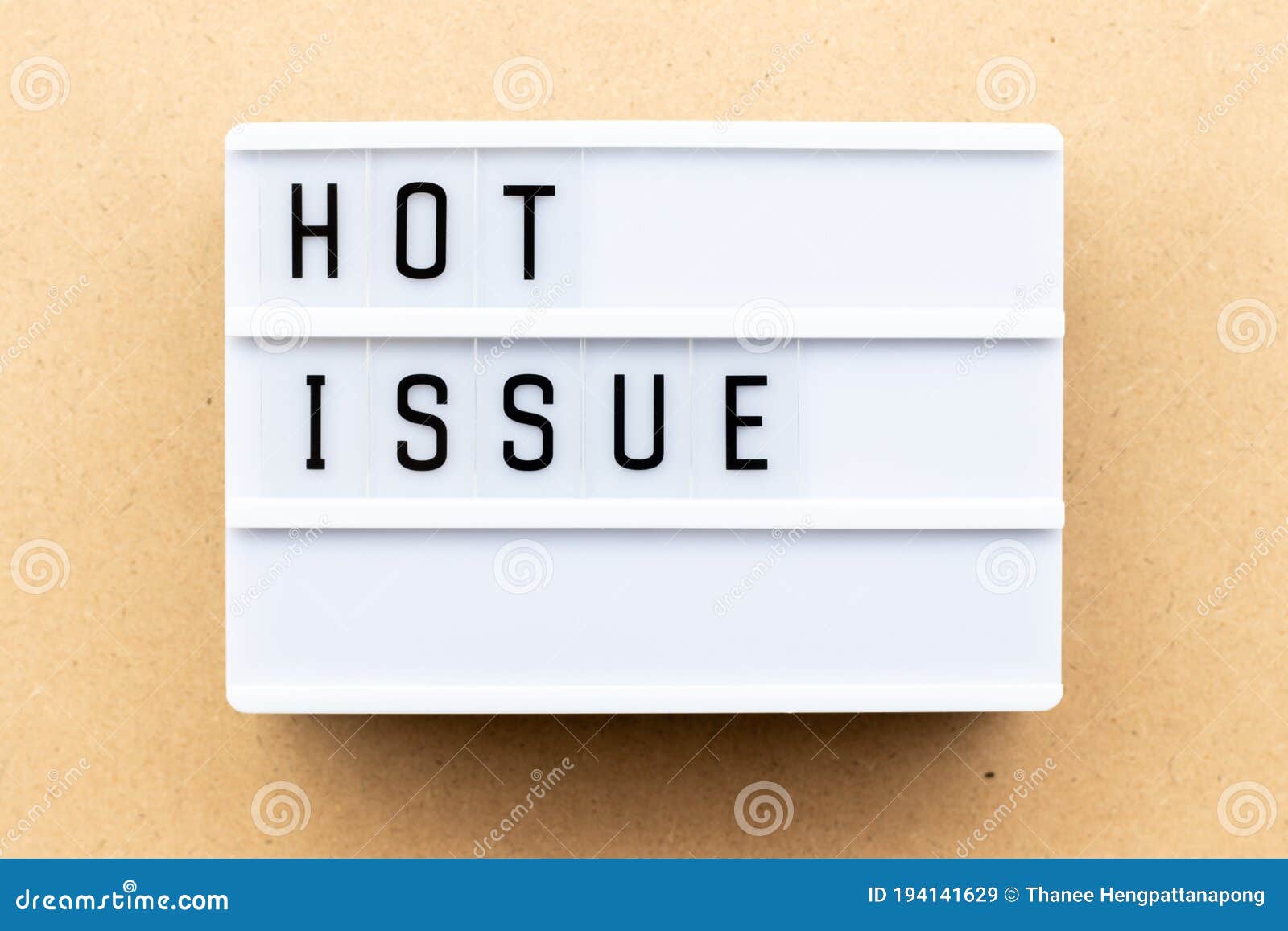 Lightbox with Word Hot Issue on Wood Background Stock Image - Image of ...