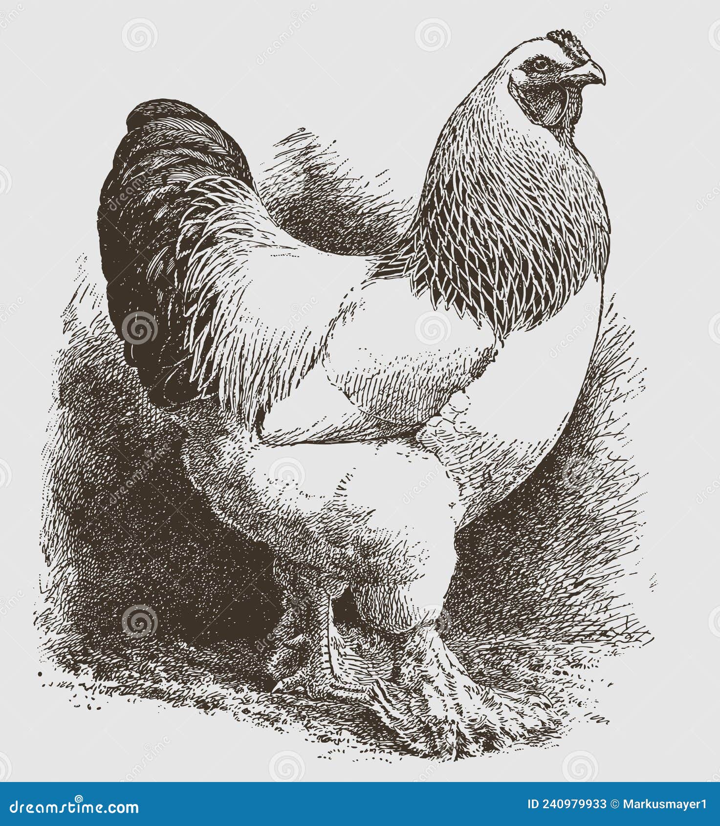 Light Brahma Rooster in Side View Stock Vector - Illustration of male ...