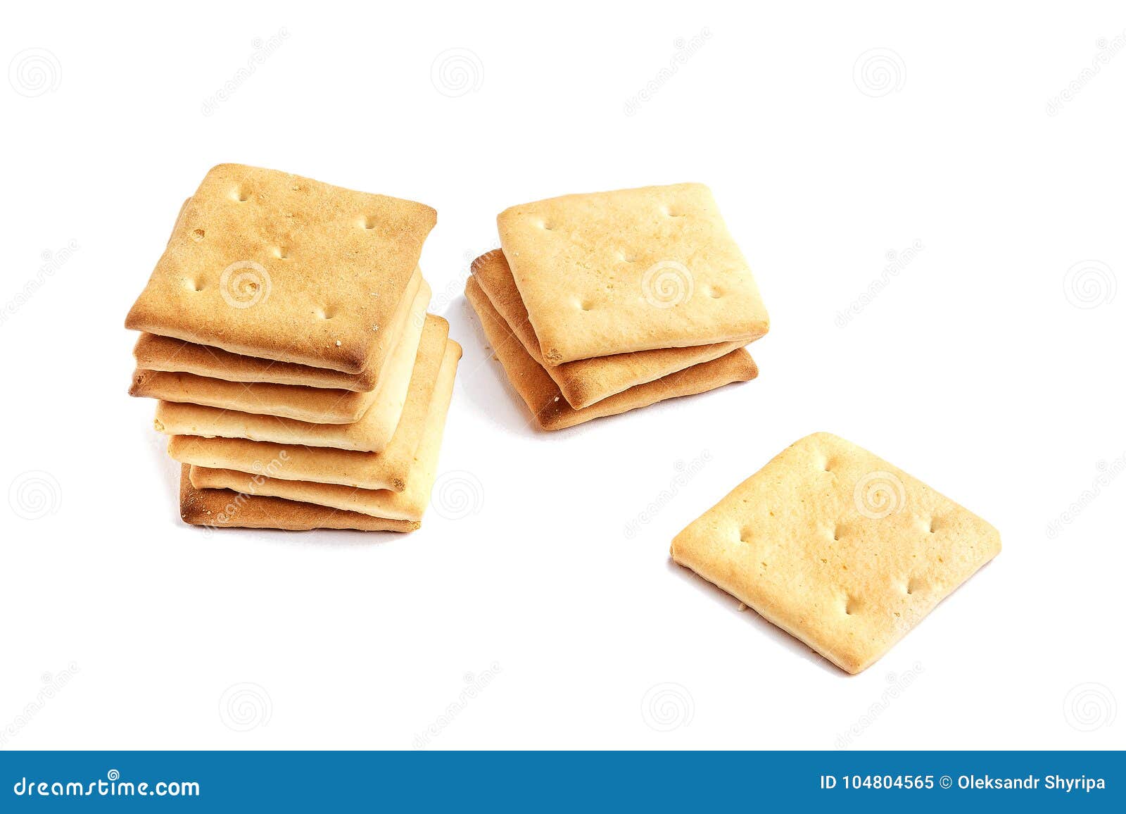 Light Breakfast, Crackers Isolated on White Background. Top View Stock ...