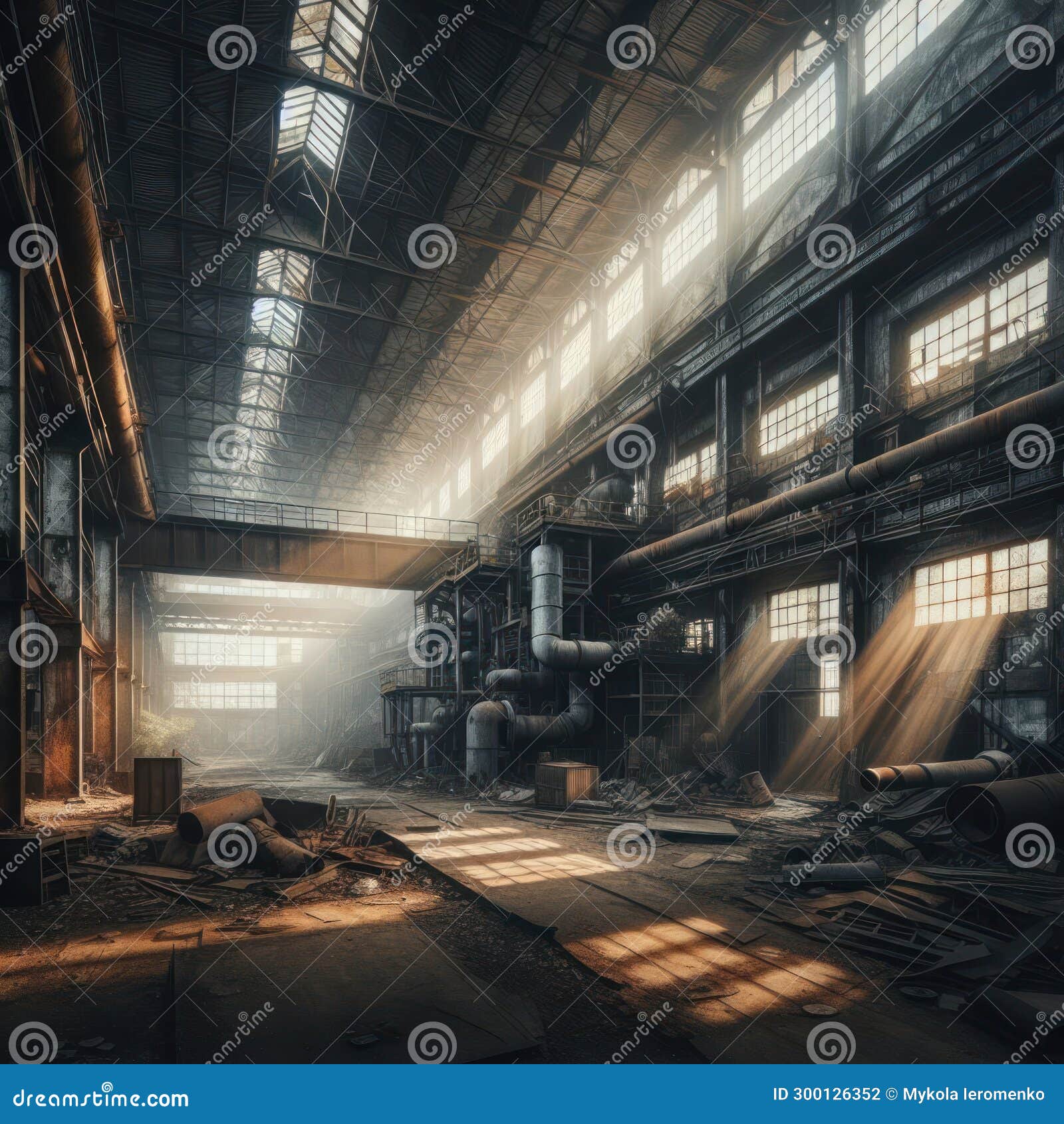 Light Breaks through the Windows of an Abandoned Workshop. Stock Photo - Image of damaged ...