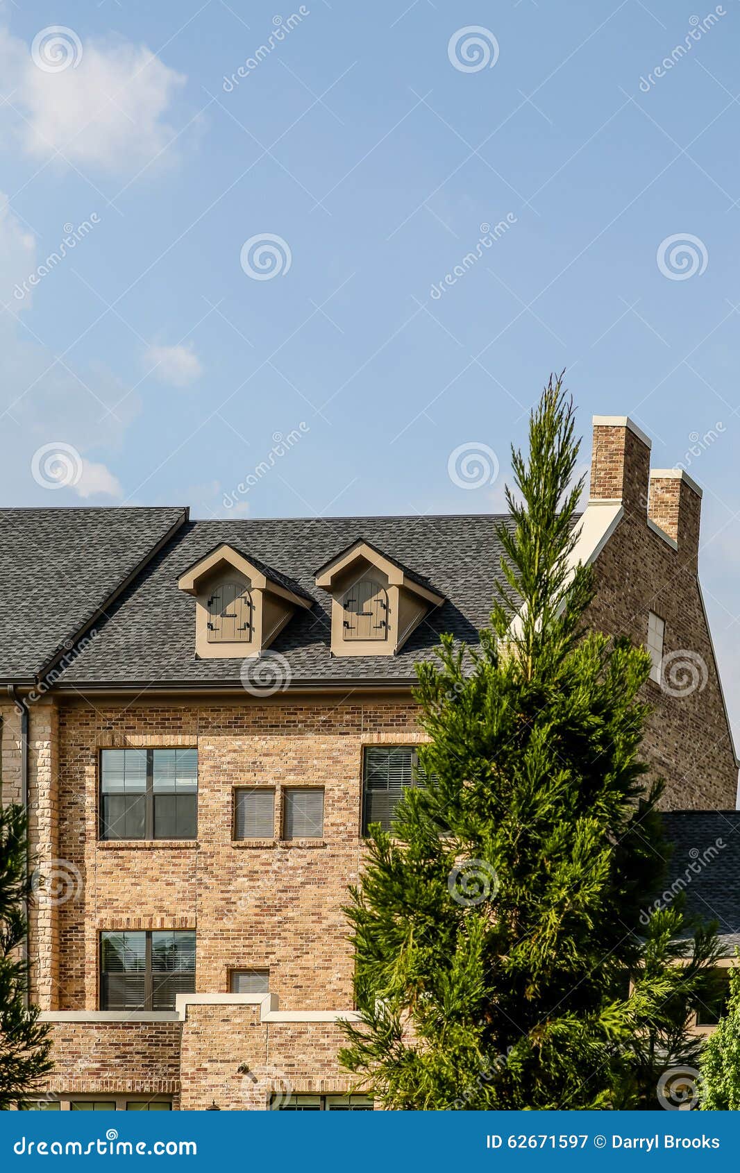 Light Brick Condos with Dormers Stock Image - Image of brick, complex ...