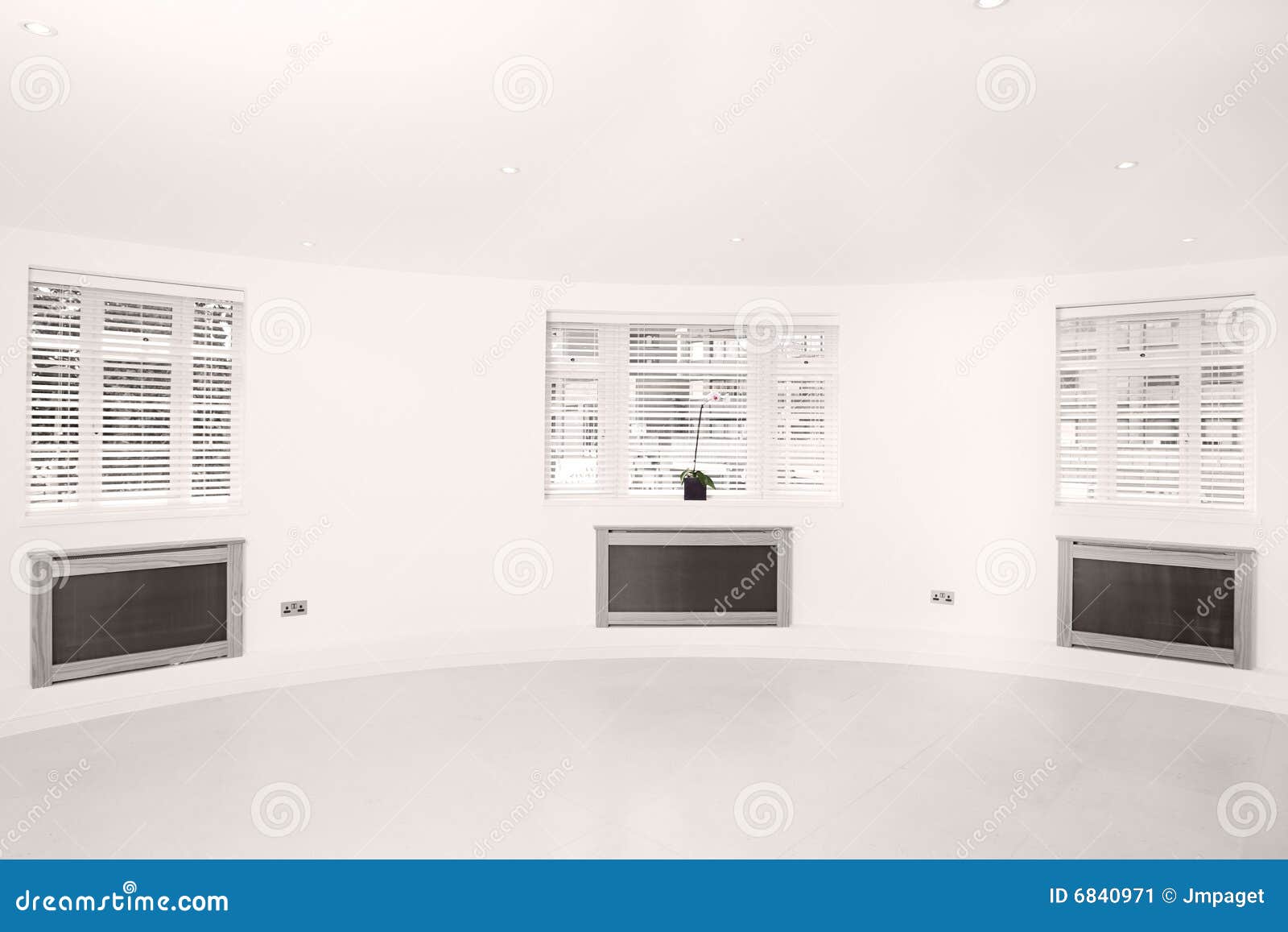 Light, Bright and Airy Room with Three Windows Stock Image - Image of ...