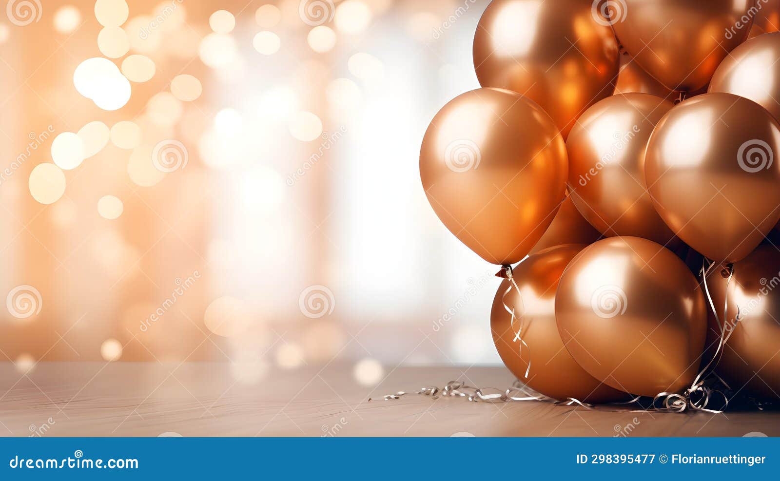 Light Brown Balloons in Front of a Bokeh Background. Festive Template ...