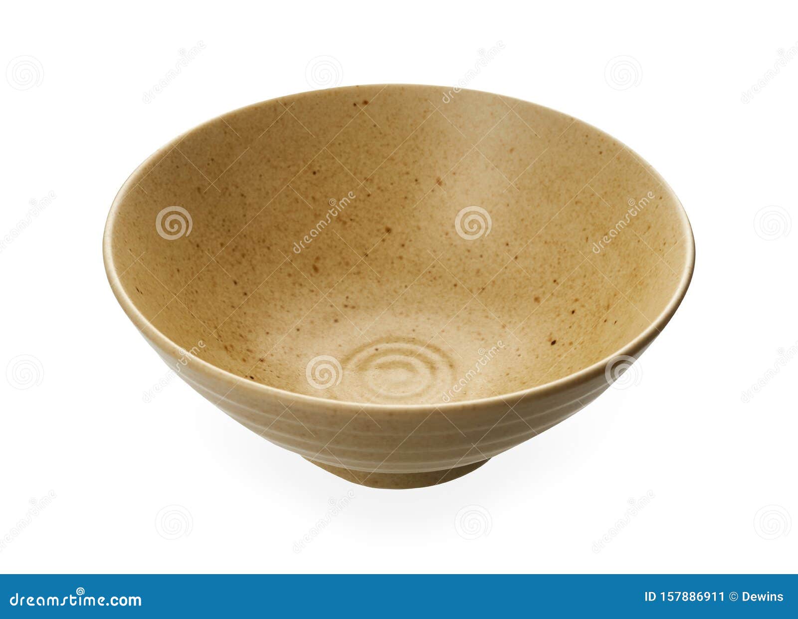 Light Brown Ceramic Bowl, Empty Bowl Isolated on White Background with ...