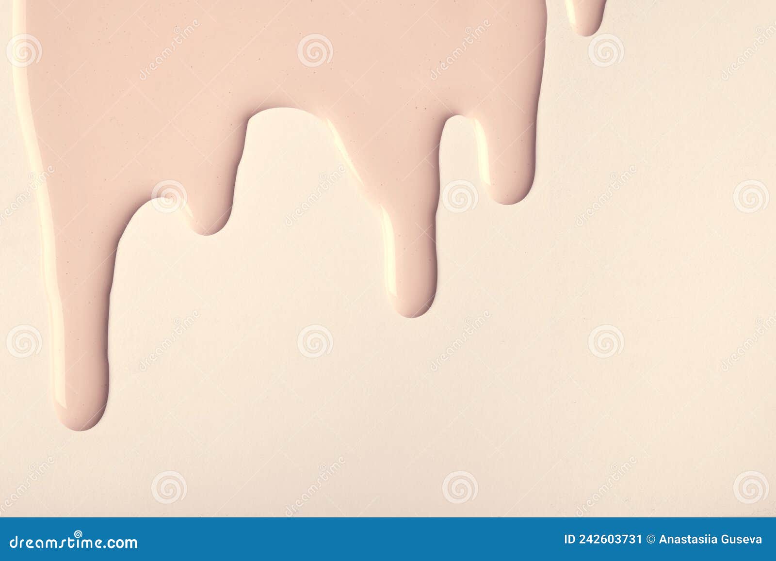Light Brown Liquid Drops of Paint Color Flow Down on Beige Background ...