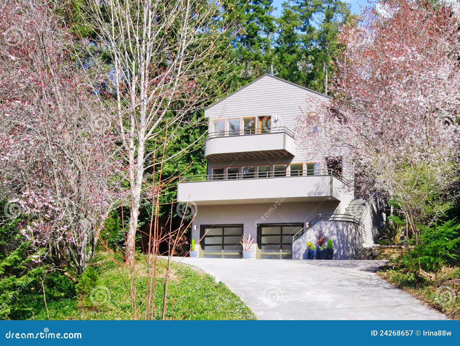 Light Brown Modern House Exterior. Stock Image - Image of northwest ...