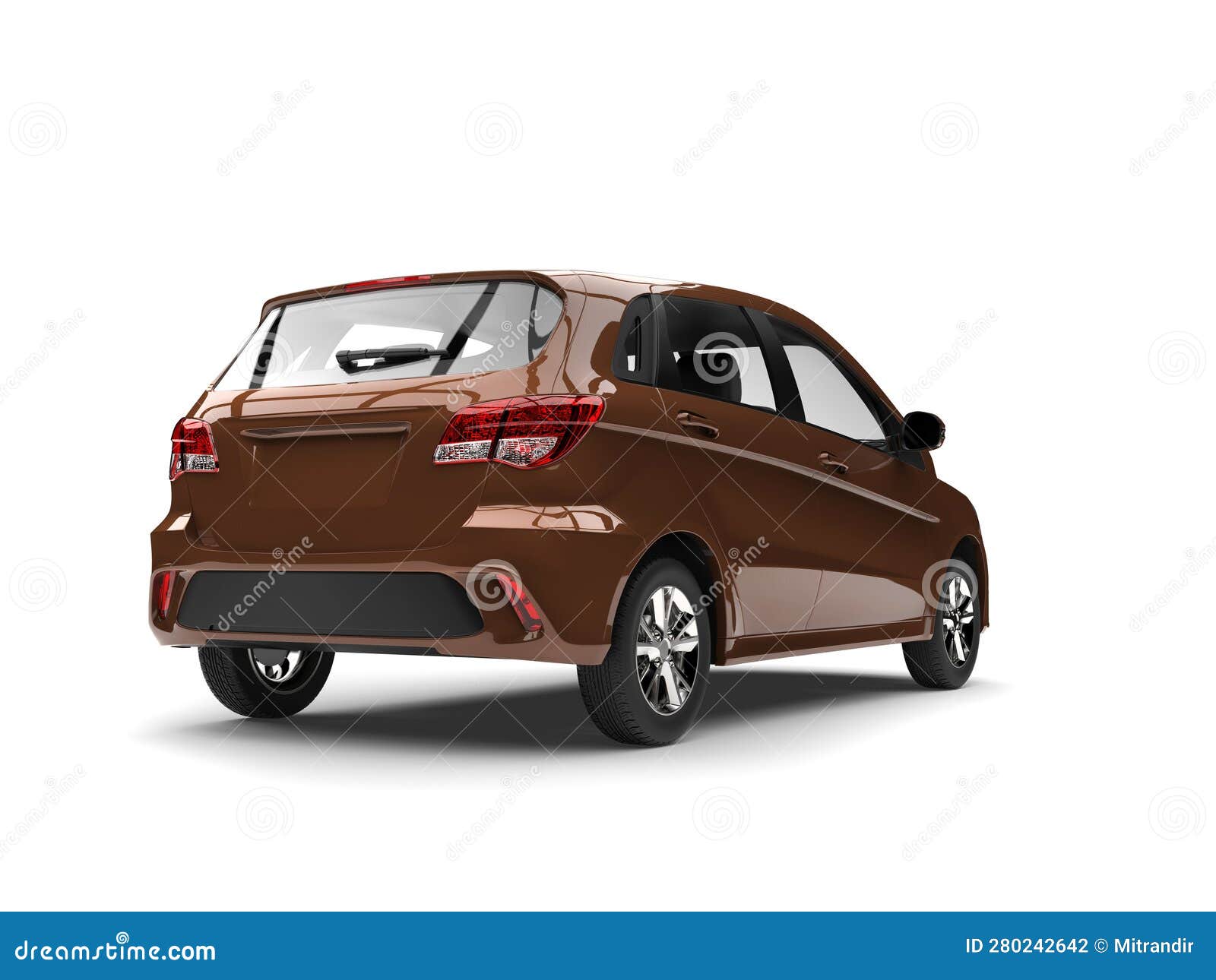 Light Brown Modern Small Compact Car - Back Side View Stock ...